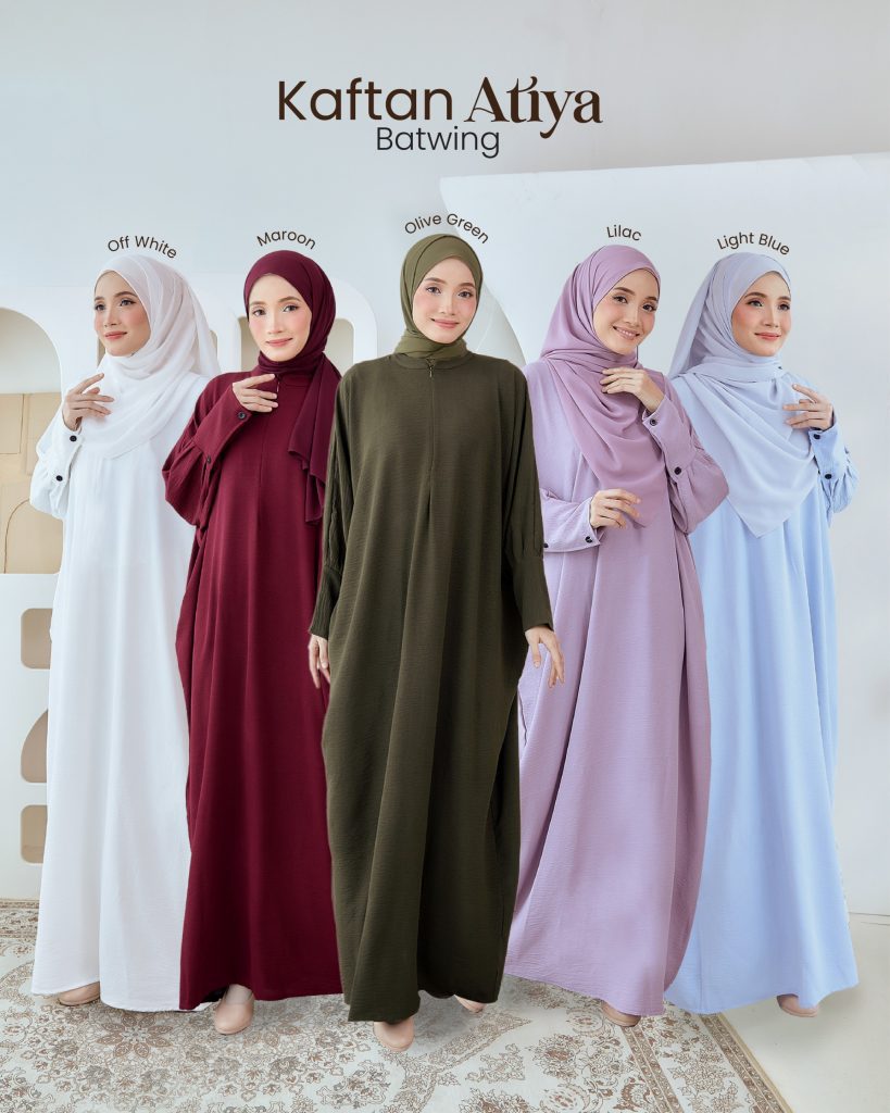 Kaftan Atiya Batwing Olive Green - Ameera Aisyah